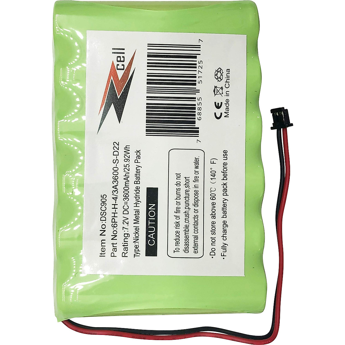 ZZcell® Battery Replacement for DSC Impassa SCW9057 Control Panel, 6PH-H-4/3A3600-S-D22 Alarm System 7.2V 3600mAh (Note: Check Part No. Before Purchase) Battery Will Fully Charge Once Installed.