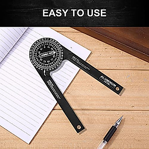 NYOOLO Miter Saw Protractor, 7 Inch 4 in 1 Aluminum Miter Angle Finder with Level Instrument, Construction Protractors Precision Miter Gauge for Carpenter Plumber Building Trade (Small)