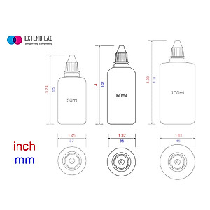 EXTEND LAB Plastic Dropper Bottle - Squeezable Eye Dropper Bottles - Refillable Mini Dropper Bottles with Srew Cap - Ideal for Essence, Oil and More - 60ml, 5 PCS