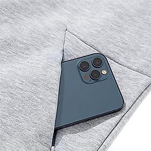 Hatant Men's Hoodie Sweatshirt Pullover Fleece Hooded Athletic Sweat shirt For Men Cotton Winter Heavyweight Oversized Sweatshirt for Men Gym Workout Tops with Side Pocket HHS-L Grey