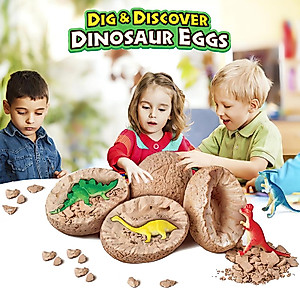 Dino Eggs Dig Kit, 12 Pack Dinosaur Eggs Excavation Science Experiments Kits for Kids 4-12, Easter Basket / Stocking Stuffers, Toys for 3+ 4 5 6 7 8 9 10 Year Old Boys Girl