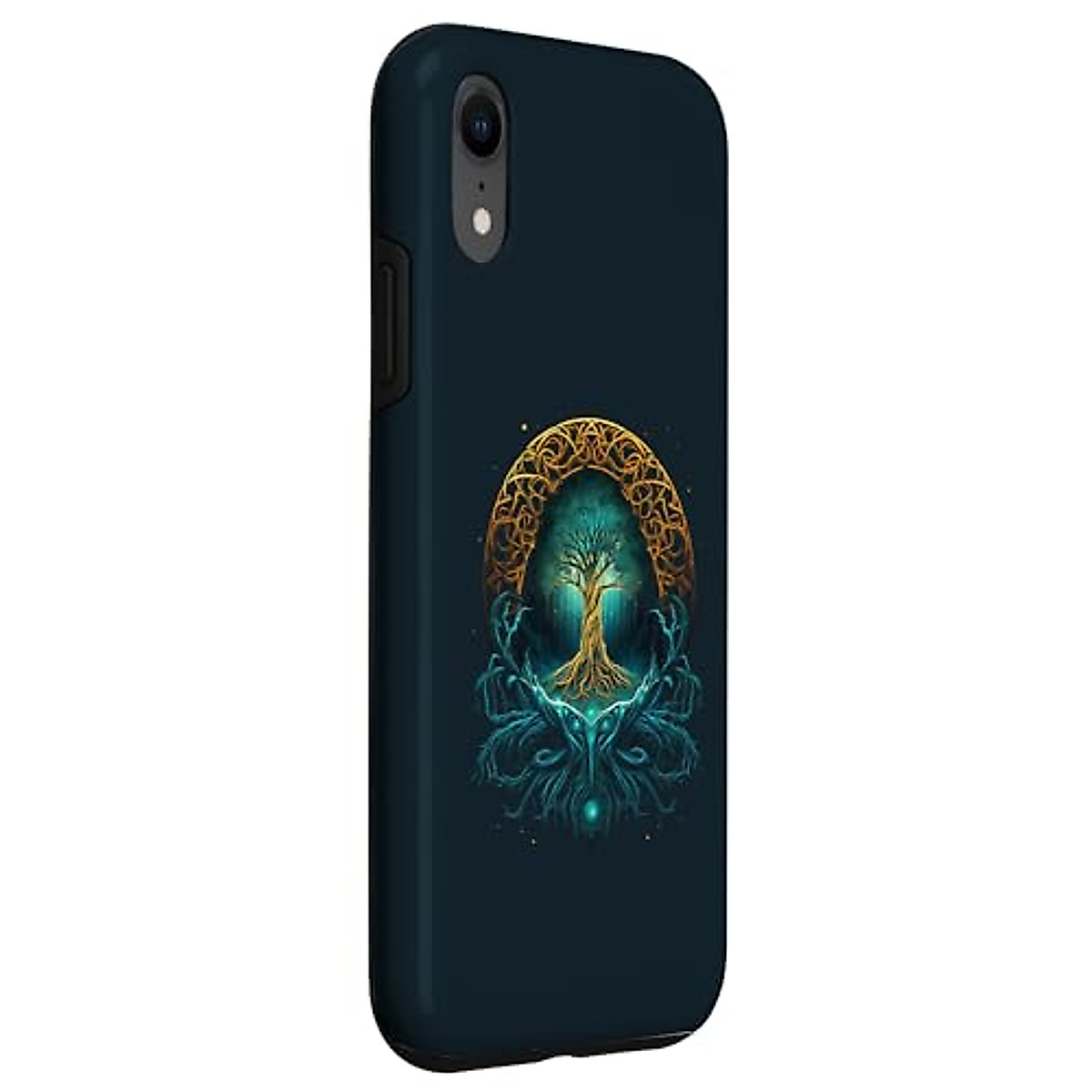 iPhone XR Odin Tree of Life Viking Valhalla Pagan Blue and Yellow Case