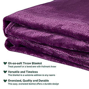 Hallmark Purple Throw Blankets for Girls Women, Soft Warm Flannel Fleece Blankets Throw for Couch Sofa, 70''x50''