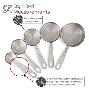 husMait Stainless Steel Measuring Cups - 5 Piece Heavy Duty Measuring Cup Set with Storage Ring