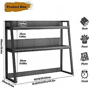 Cmzbock Computer Desktop Bookshelf,Desk Hutch,3-Tier Wood Hutch Bookcase Organizer,Easy to Install,for Home Office Dorm Furniture Wood Hutch Bookcase (Dark Oak Color, 45.2in)