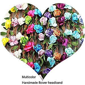 HOPEANT 18 PCS Multicolor Flower Headband Women Girl Bohemian Flower Crown Garland headpieces For Festival Wedding