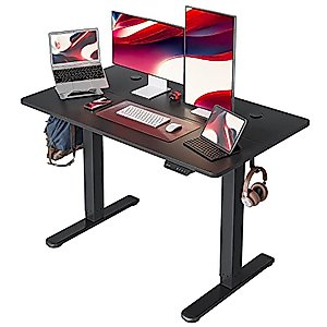 Cubiker 40 x 24 Inch Standing Desk, Stand up Height Adjustable Home Office Electric Table, Sit Stand Desk with Splice Board, Black Frame & Black Desktop