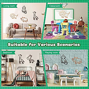 6 Pcs Jungle Animal Woodland Decor Wooden Woodland Animal Safari Nursery Wall Art Animal Theme Wall Decor for Baby Shower Gifts Bedroom Playroom Toddler Classroom Decorations (Jungle)