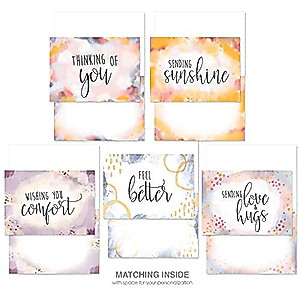 Canopy Street Simple Sentiments Greeting Cards / 25 Encouragement Note Card Pack With White Envelopes / 5 Thoughtful Designs / 5"x 7" Sympathy Thinking Of You Cards