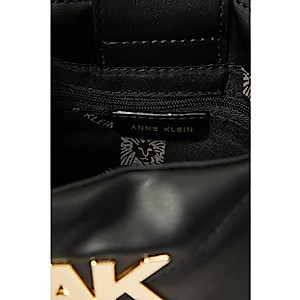 Anne Klein Mini AK Quilted Bucket Crossbody, Black