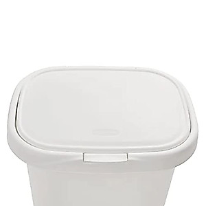 Rubbermaid 13 Gallon Rectangular Spring-Top Lid Kitchen Wastebasket Trash Can for Tall Trashbags, White (2 Pack)
