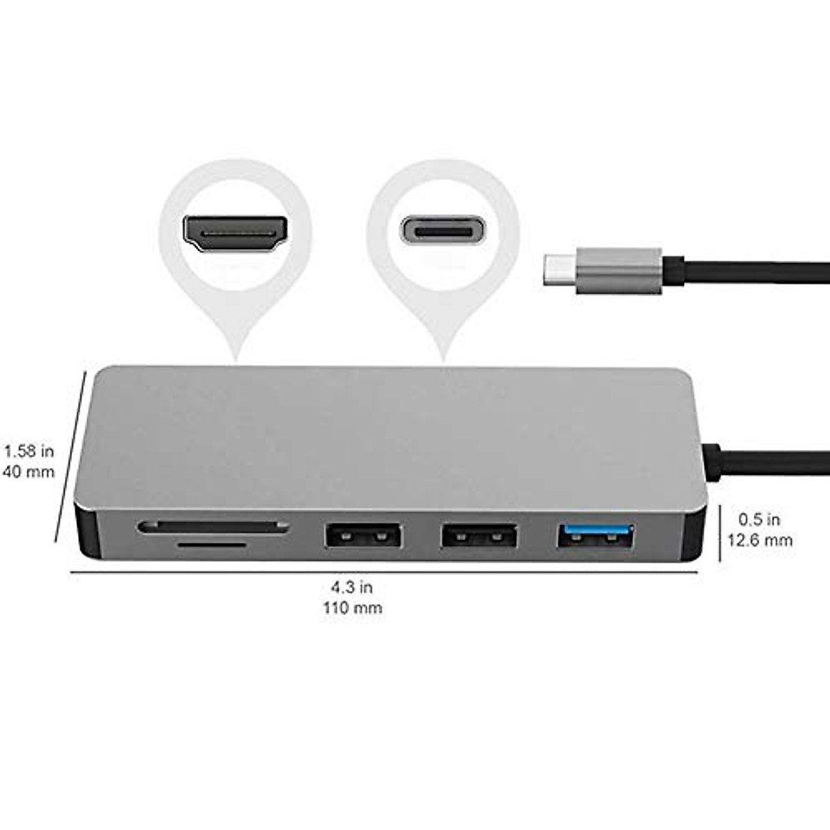 XUNMAIFHB Portable Docking Station,Type c Docking Station USB c hub to HDMI Charging USB Phone OTG Converter USB2.0, USB3.0, 4K HDMI, SD/TF, PD Charging Fast Transmission