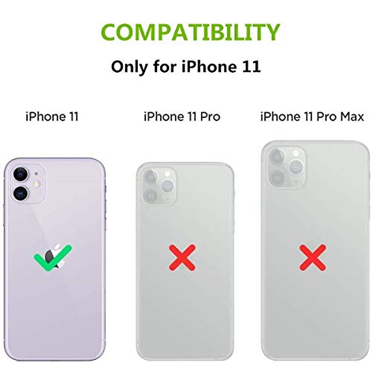 iCoverCase for iPhone 11 Wallet Case with Card Holder, Adjustable Crossbody Lanyard PU Leather Kickstand Card Slots Zipper [Not Detachable] Flip Cover Case 6.1 Inch (Black)