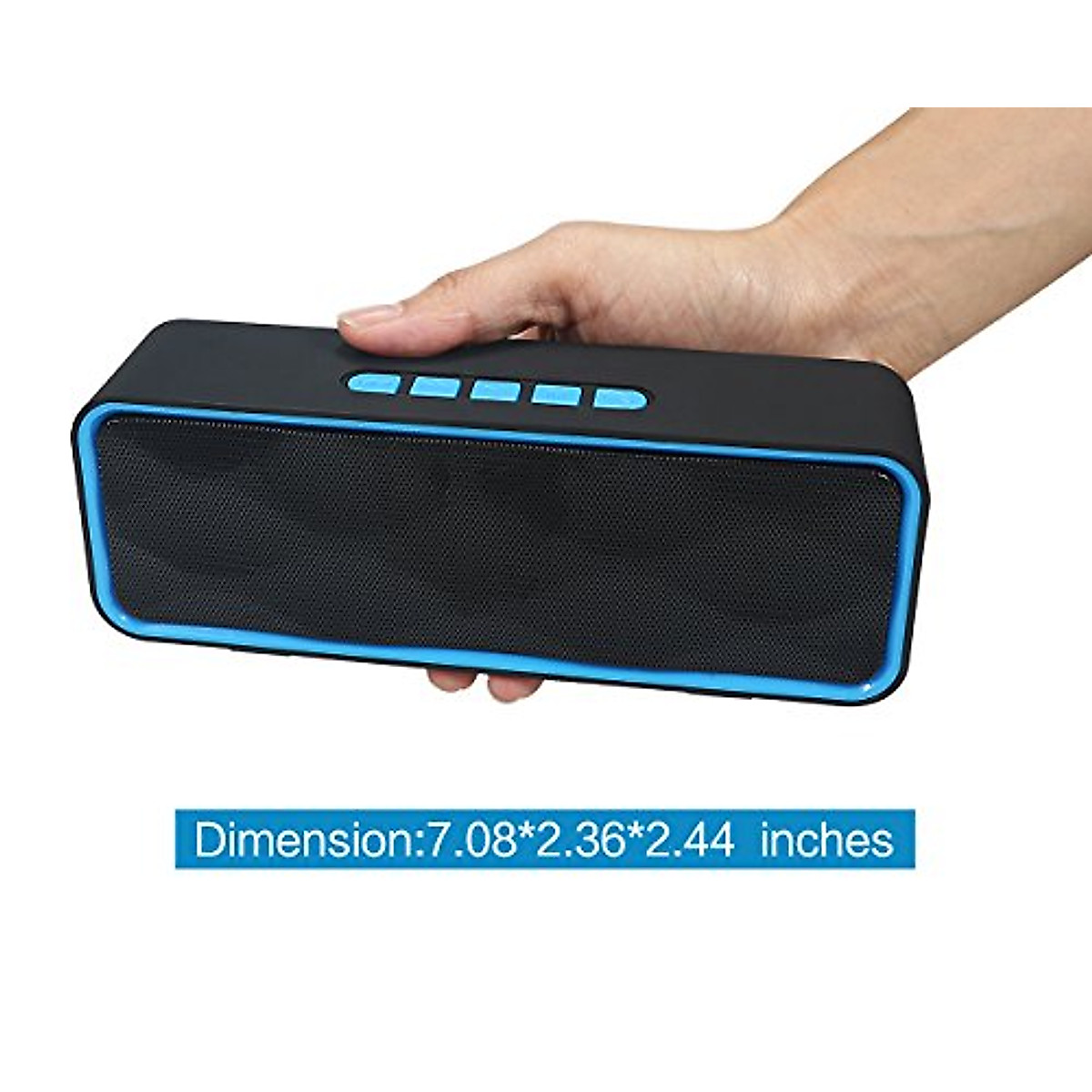 Totola Wireless Bluetooth Speaker with AUX/USB/TF Card Slot,Outdoor Portable Stereo Speaker with HD Audio,Enhanced Bass, Dual-Driver,Handsfree Calling, FM Radio Speaker for Travel,Party (Blue)