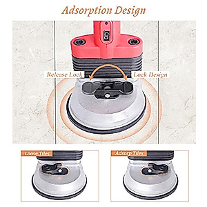 YJINGRUI Tile Vibrator 12,000VPM Tile Leveling Machine 21V 2000mA, Double Suction Cup Tile Tiling Machine 6 Gears Hand-held Tile Tiler Upgrade Lock Button (2 Battery)