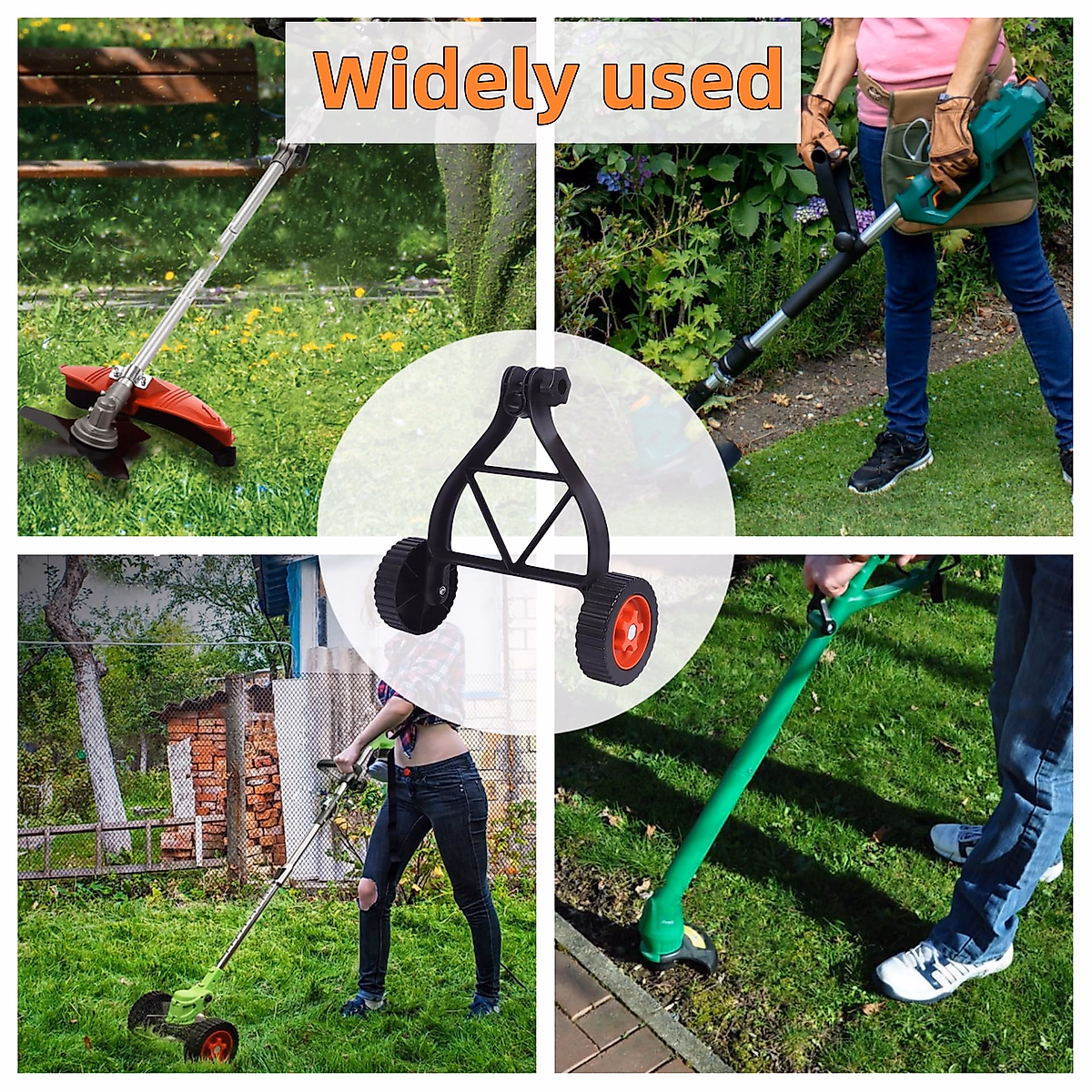 CNImpetus Adjustable String Trimmer Support Wheel for Weed Trimmer, Walk Behind Brush Cutter,Universal Support Auxiliary Wheels Weed Eater Attachments for Weedeaters Weed Trimmer Grass Cutter Holder