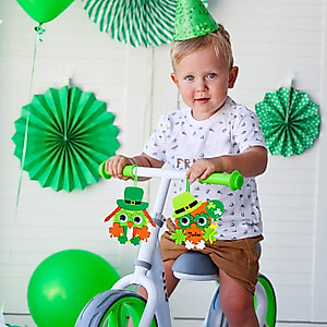 24 Sets St. Patrick's Day Decorations Owl Shamrock Ornaments DIY St. Pat's Craft Kits Assorted Owl Four-Leaf Clover Irish Lucky Shamrock Foam Stickers for Kids Classroom Home Activity Gift Art Project