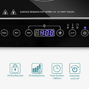 Navaris Double Induction Cooktop - Portable Dual Countertop Electric Stove Burner Cook-Top Hot Plate with 2 Hobs for Cooking - 24 x 14 x 3 Inches