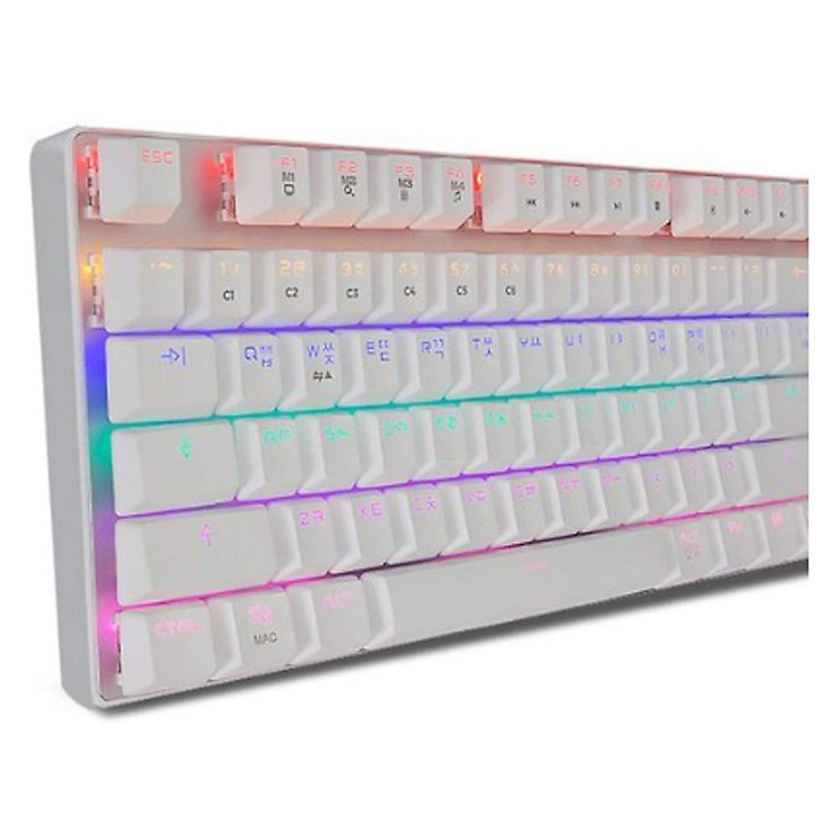HANSUNG COM Gtune GK360 Quick SWAP Switch Mechanical Custom Gaming Keyboard Rainbow LED NKEY-Rollover (English/Korean Layout) Blue Switch Click (White)