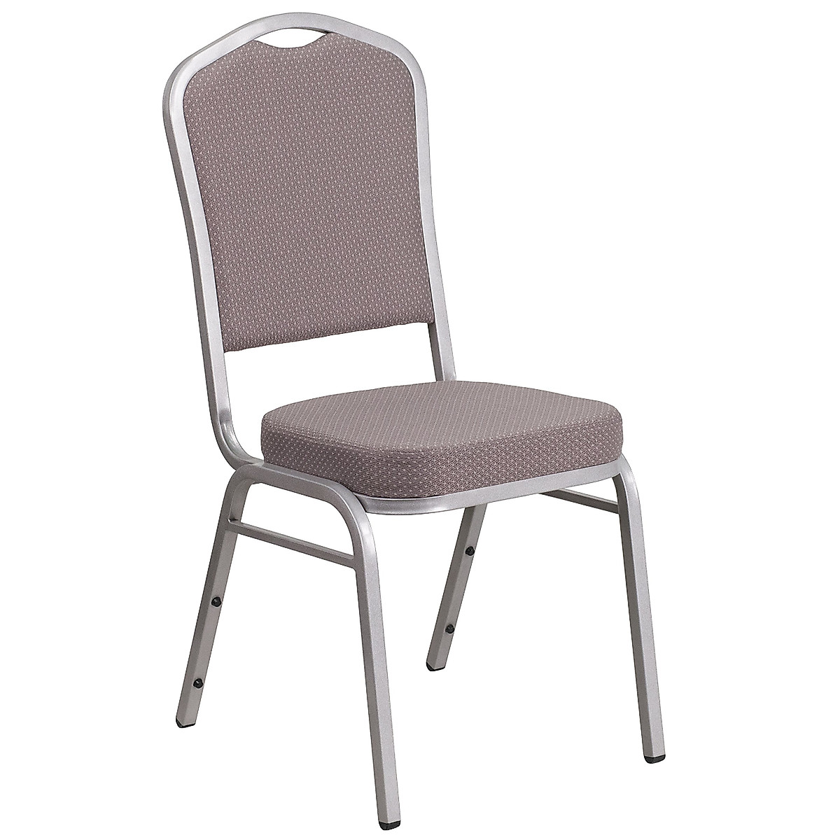 BizChair Crown Back Stacking Banquet Chair, Gray Dot Fabric/Silver Frame
