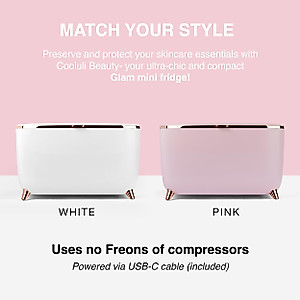 Cooluli Glam 9L Mini Skincare Fridge - White Mini Fridge for Skin Care Accessories, Makeup, Cosmetics and Facial Masks Storage - Ideal Birthday and Christmas Gift for Women and Teen Girls