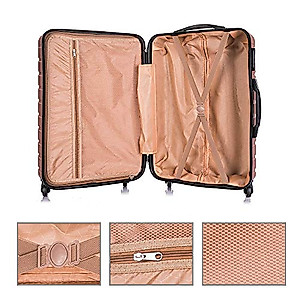 Apelila Fridtrip Travel Suitcase Hardshell Lightweight Luggage with Spinner Wheels Luggage Sets (4 PCS Suitcases, Rose Gold)