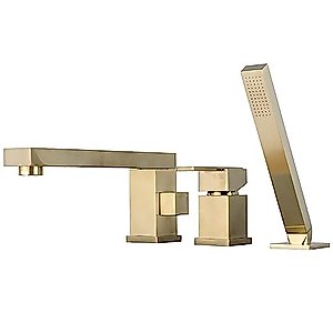 WuDLi Bath Mixer Tap with Shower Attachment, Mixer Shower Taps for Bath, Bathtub Mixer Tap with Handheld Shower 3 Hole