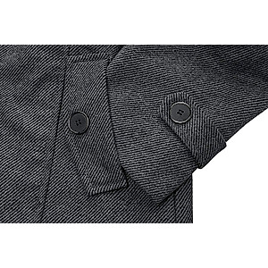 wantdo Men's Slim Fit Pea Coat Warm Winter Windproof Wool Jacket Grey 2XL