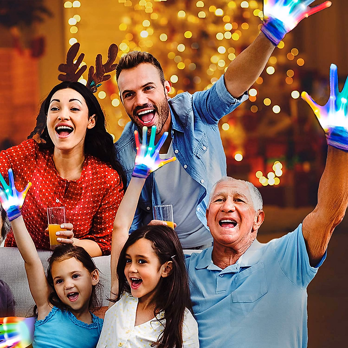 GLEDLOVES LED Gloves,LED Finger Gloves,Finger Light Gloves,LED Gloves for Kids Gifts,The Toys for 3-8 Year Old Boys Girls,Light Up Gloves have 5 Color/6 Mode,in Halloween Chrismas Party(1 Pair/S)