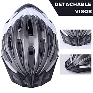 Bike Helmet, Shinmax Bicycle Helmet with USB Charging Light&Detachable Magnetic Goggles&Removable Sun Visor&Portable Bag Adjustable Cycling Helmet