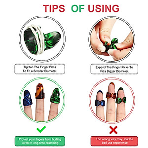 Thumb Picks Finger Picks, Medium, Flat Thumbpicks, Celluloid Guitar Thumb Finger Picks with Storage Box Case (12 Pieces, Thumb Finger Picks)