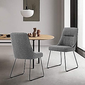 Armen Living Quartz Gray Fabric and Metal Dining Room Chairs-Set of 2, 34" H