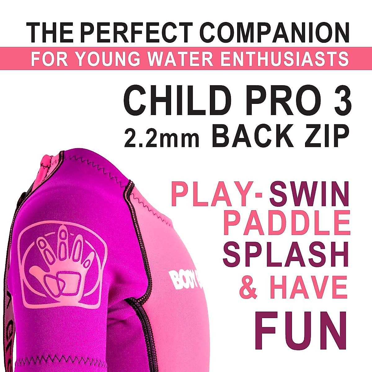Body Glove Pro 3 Kids Wetsuit 2mm Children's Shorty Wetsuit Fits 30-40 LBS, Back-Zip Short Sleeve Springsuit for Diving Swimming Surfing Water Sports