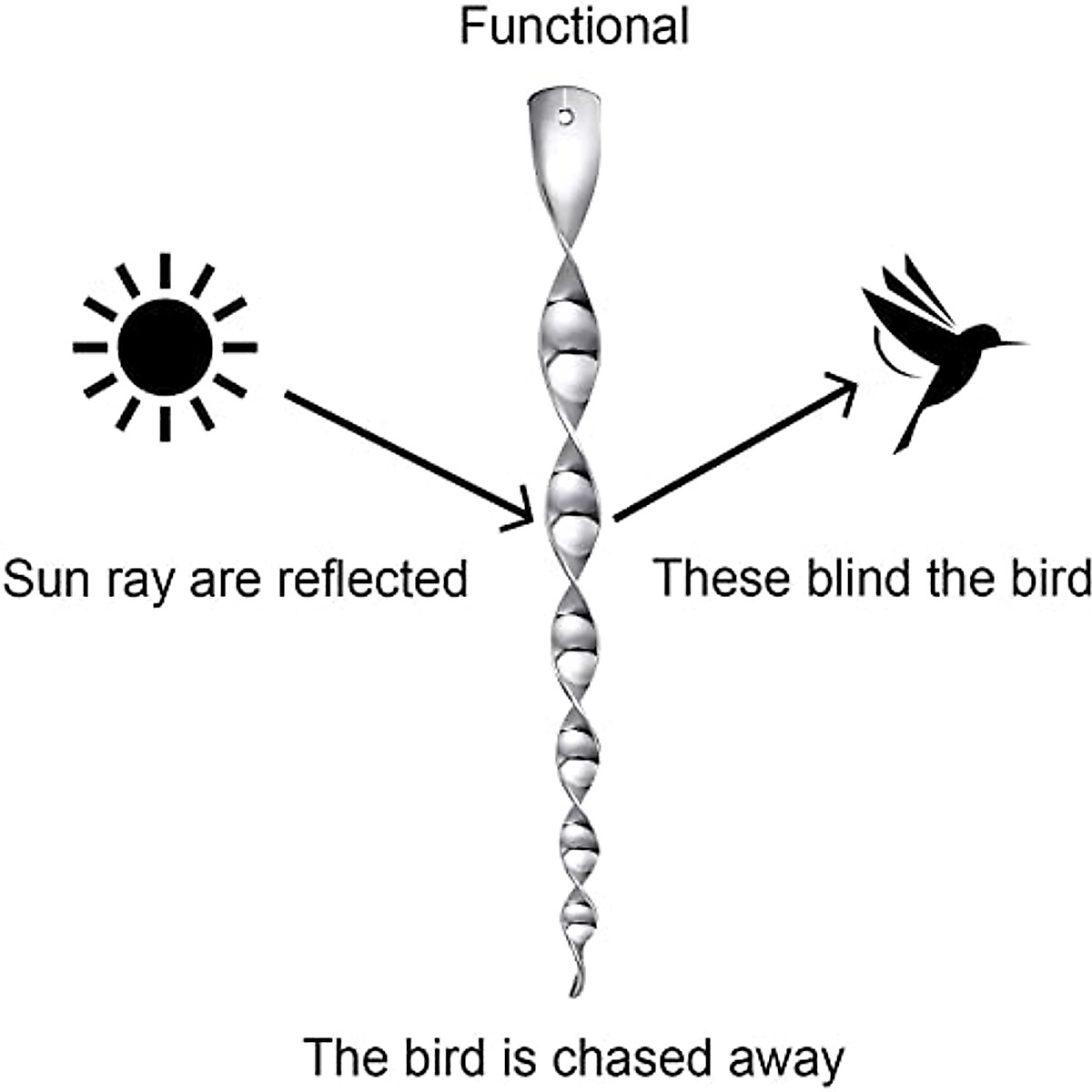 15 Pieces Away Rods Away Device Wind Twisting Rods Spiral Rods Attractive Hanging Rods for Garden Porch, 12 Inch