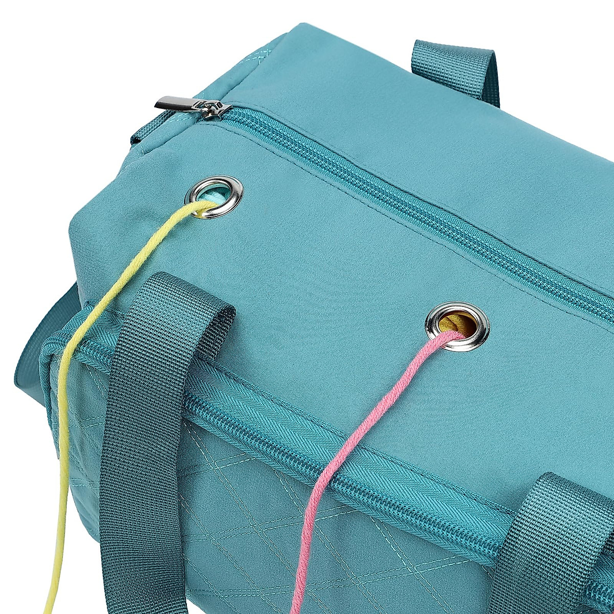 HOMEST Crochet Bag, Yarn Storage Organizer, Knitting Bag with Large Front Pocket for Crochet Hooks, Knitting Needles and Crochet Accessories, Turquoise
