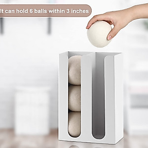 Magnetic Dryer Ball Holder for Laundry Room,Iron Dryer Ball Dispenser for Laundry Storage Container,Laundry Dryer Balls Organizer,Magnetic Dryer Ball Basket,Laundry Room Organizer,White(No Balls)