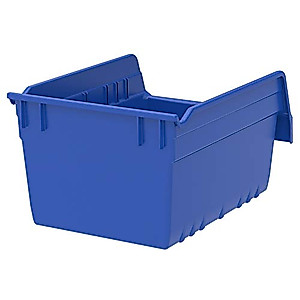 Akro-Mils 30080 Plastic Nesting ShelfMax Storage Bin Box, (12-Inch x 8-Inch x 6-Inch), Blue, (8-Pack)