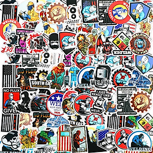 100 Pieces Welding Stickers Hard Hat Stickers Welding Stickers Decals, Tool Box Stickers Funny Stickers for Helmet Welding Construction Worker Lineman Oilfield Electrician Decals