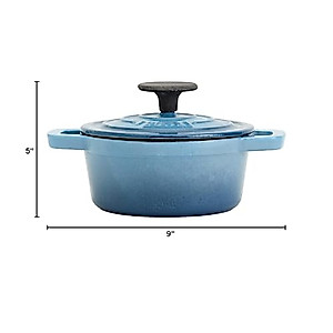 Smith & Clark 1-Quart Enameled Cast Iron Dutch Oven Pot with Lid, Blue