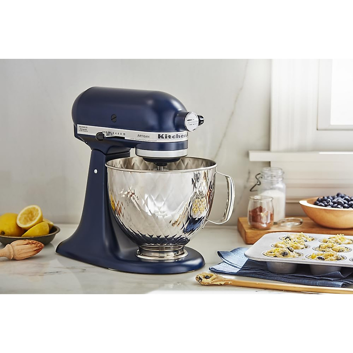 KitchenAid 5 Quart Stainless Steel Bowl for all KitchenAid 4.5-5 Quart Tilt-Head Stand Mixers KSM5SSBQB, Quilted Stainless