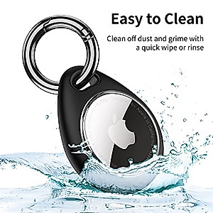 UNBREAKcable 4-Pack AirTag Case with Keychain [Lock Design][Lightweight][ Scratch Protection], Secure Holder Protective Case for Keys, Bags, Luggage, and Pet Collar (Black&Blue)