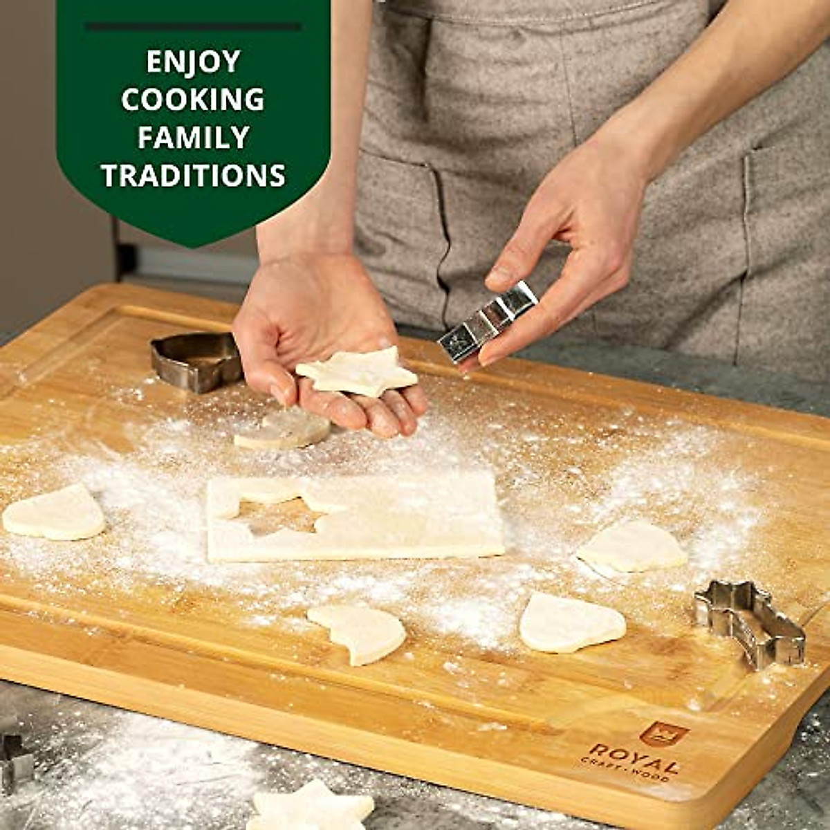 Bamboo Cutting Boards for Kitchen - Kitchen Chopping Board for Meat (Butcher Block) Cheese and Vegetables | Wooden Cutting Board Heavy Duty Serving Tray with Handles (XXXL, 24" x 18")