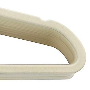 Elama 100 Piece Set of Velvet Slim Profile Heavy Duty Felt Hangers with Stainless Steel Swivel Hooks in Cream