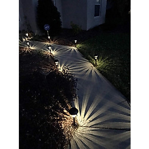 Enchanted Spaces Gray Solar Path Light, Set of 6, with Glass Lens, Metal Ground Stake, and Extra-Bright LED for Garden, Lawn, Patio, Yard, Walkway, Driveway