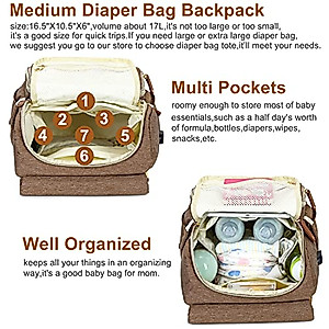 Terzini Bear Small Diaper Bag Backpack, Diaper Bags for Baby with USB Charging Port,Changing mat,Stroller Hooks (Brown)