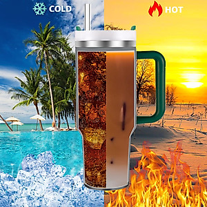 BELYQLY New Version 40oz Stainless Steel Vacuum Insulated Tumbler with Lid and Straw for Water, Smoothie and More, Iced Tea or Coffee (Christmas Green)