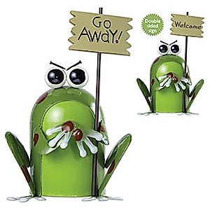Sunset Vista Designs Get Happy Frog Garden Sculpture with Double-Sided Sign