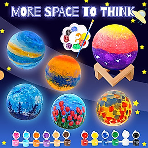 Paint Your Own Moon Lamp Kit, Valentines Crafts DIY 3D Moon Lamp Galaxy Light Art Supplies for Kids 9-12, Arts and Crafts for Kids Ages 8-12, Toys Boys Girls Birthday Gifts Ages 4 5 6 7 8 9 10 11 12+