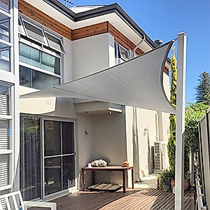 E&K Sunrise 12' x 14' Light Grey Rectangle Sun Shade Sail Outdoor Shade Cloth UV Block Fabric,Curve Edge-Customized