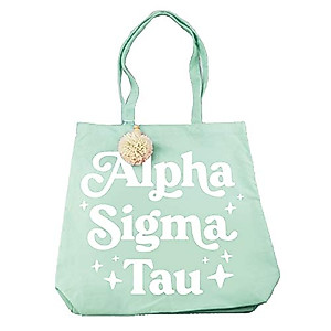 Sorority Shop Alpha Sigma Tau Retro Pom Pom Tote Bag